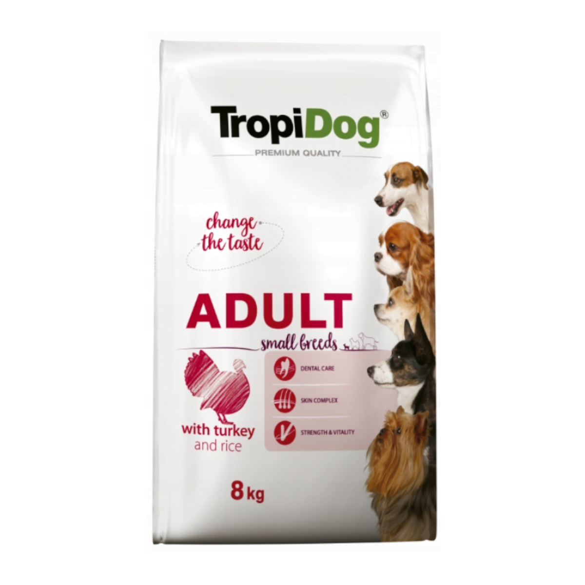 Tropidog ADULT Small TURKEY 8kg z Indykiem i Ryżem – FiuZoo.pl